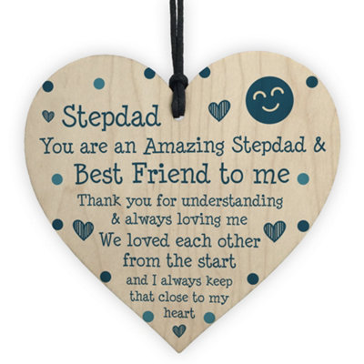 Stepdad Gift Poem Wood Heart Fathers Day Birthday Gift For Stepdad ...