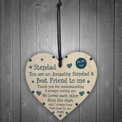 Stepdad Gift Poem Wood Heart Fathers Day Birthday Gift For Stepdad ...