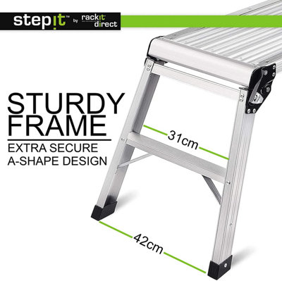 StepIt 150kg Aluminium Work Platform, Folding Step Up, Secure Lock, 150kg High Capacity