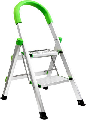 StepIt 2 Step Ladder - Portable Folding Aluminium with Deep Steps, Soft ...