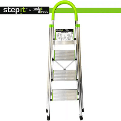 StepIt 4 Step Ladder 3 Year Warranty 150kg Capacity Portable Folding ...