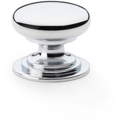 Stepped Round Door Knob Polished Chrome 25mm Classic Kitchen Cabinet ...