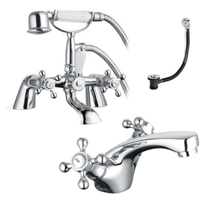 Sterling Traditional Bath Shower Mixer & Basin Tap Pack Inc. Retainer ...