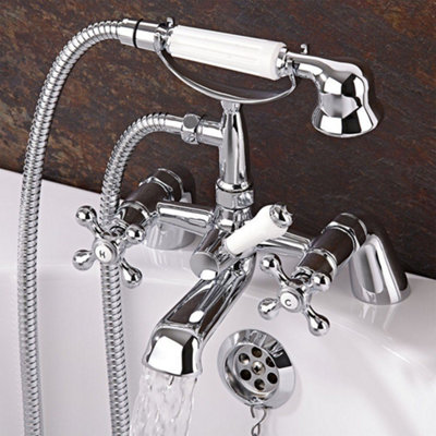Sterling Traditional Bathroom Bath Shower Mixer Tap Set Chrome Hand ...