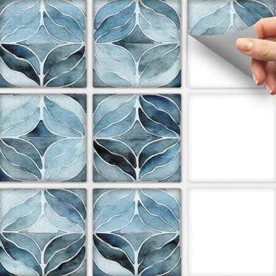 Stick and Go 18 Tile Stickers : Lagoon - To stick over 10cm x 10cm (4x4 ...