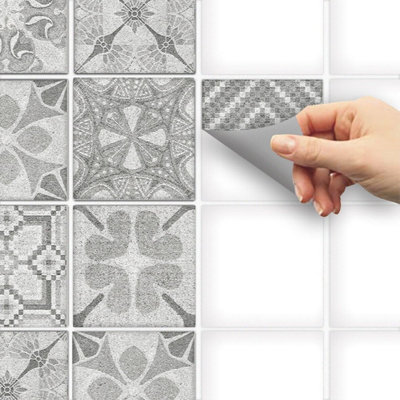 Stick and Go 18 Tile Stickers : Mono Mix - To stick over 10cm x 10cm ...