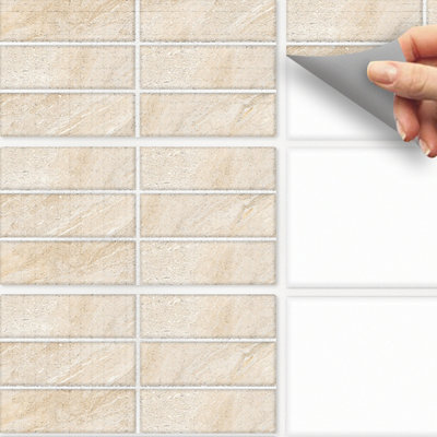 Stick and Go 9 Tile Stickers : Travertino - To stick over 20cm x 10cm ...