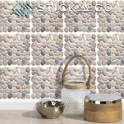 Stick and Go Self Adhesive Stick On Tiles Pebble Stone 6" x 6" Box of 8 ...