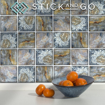 Stick and Go Self Adhesive Stick On Tiles Rustic Slate 4" x 4" Box of ...