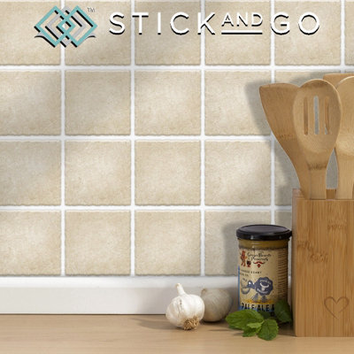 Stick and Go Self Adhesive Stick On Tiles Stone Mix 4" x 4" Box of 18 ...
