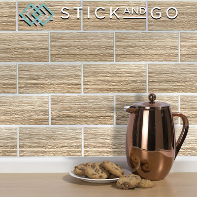 Stick and Go Self Adhesive Stick On Tiles Stone Riven 8" x 4" Box of 8 ...