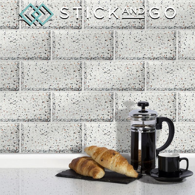 Stick and Go Self Adhesive Stick On Tiles Terrazzo Metro 8" x 4" Box of ...
