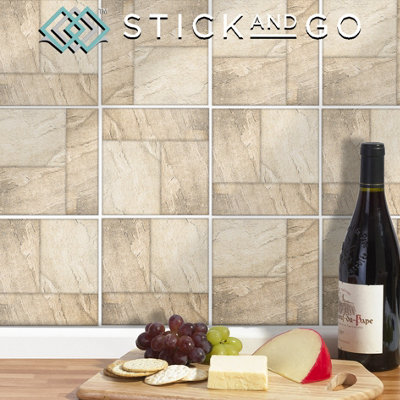 Stick and Go Self Adhesive Stick On Tiles Tristone 6" x 6" Box of 8 ...