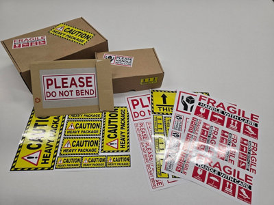 Sticker Set - 80 Vinyl Labels - 4 Sizes - Strong Adhesive for Shipping ...