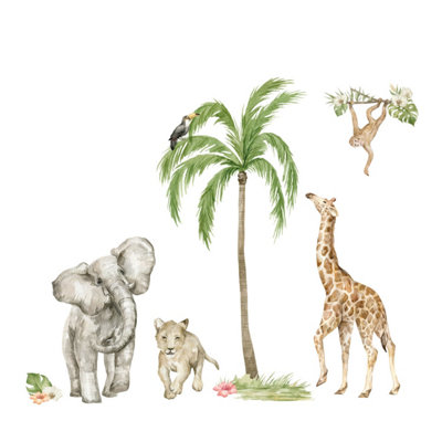 Stickerscape Watercolour Jungle Scene Wall Sticker Pack | DIY at B&Q