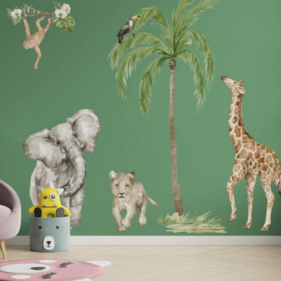 Stickerscape Watercolour Jungle Scene Wall Sticker Pack | DIY at B&Q