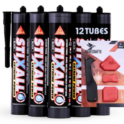 Stixall Black Sealant and Adhesive - Pack of 12 Tubes (290ml each ...