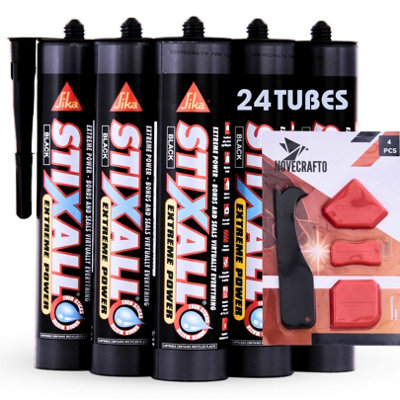Stixall Black Sealant and Adhesive - Pack of 24 Tubes (290ml each ...