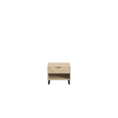 Stockholm Chevron 1 Door Bedside Cabinet -Sonoma Oak Finish with ...