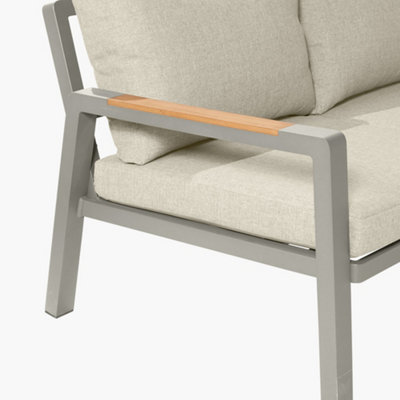 Stockholm Limestone Outdoor Corner Seating Set including Fire Pit Table