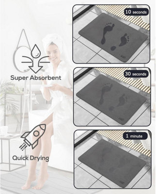 Stone Bath Mat 60x39cm - Quick Drying absorbent stone bath mat with ...