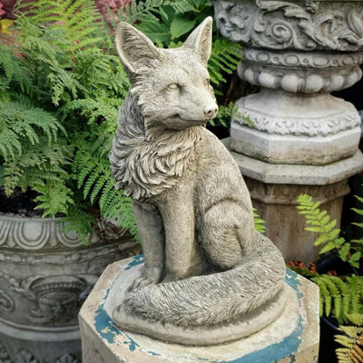 Stone Cast 'Fox' Garden Sculpture