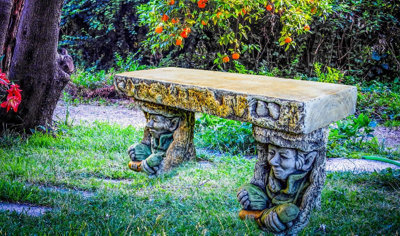 Stone Cast Garden Bench Seat Pixie Goblin Magical Design 100 m