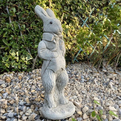 STONE CAST PETER RABBIT GARDEN SCULPTURE