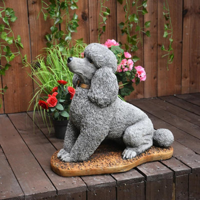 Stone Cast Sitting Poodle Statue