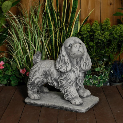 Buy Stone Cast Standing Cocker Spaniel Garden Ornament | DIY at B&Q