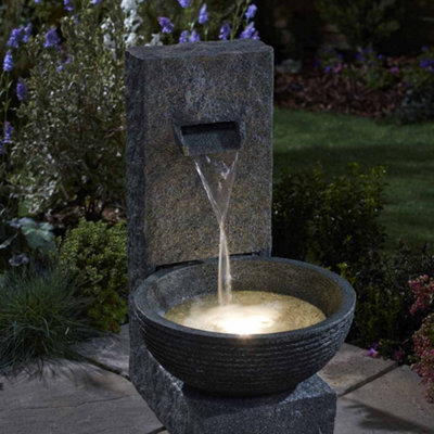 Shop Stone Effect Cascading Water Bowl Water Feature, LED Lights ...