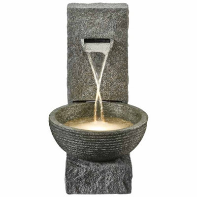 Shop Stone Effect Cascading Water Bowl Water Feature, LED Lights ...