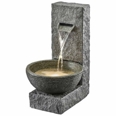 Shop Stone Effect Cascading Water Bowl Water Feature, LED Lights ...