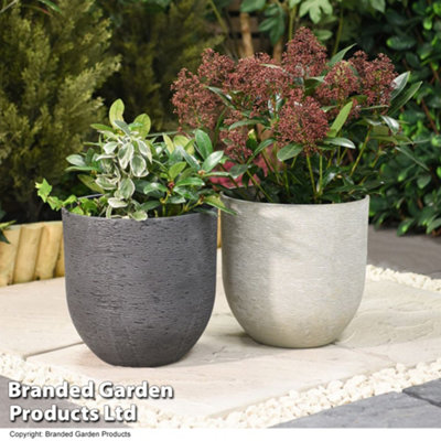 Stone Effect Garden Planter for Outdoor Patio, Weatherproof Plastic ...