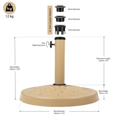 Stone Sand Heavy Duty 12 KG Resin Parasol Base