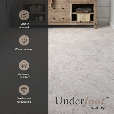 Stone Tile Effect LVT Flooring Waterproof Click Fit 6.5mm Thick Luxury ...