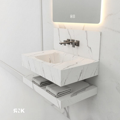 STONE WALL HUNG BASIN WITH STORAGE SHELF 1000MM