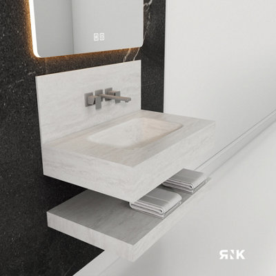 STONE WALL HUNG SINGLE BASIN WITH STORAGE SHELF 1200