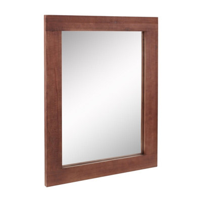 Stonebriar Rustic Rectangular Redwood Wooden Frame Hanging Wall Mirror ...