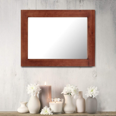Stonebriar Rustic Rectangular Redwood Wooden Frame Hanging Wall Mirror ...