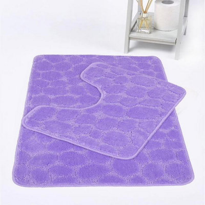 Stones 2 Piece Bath Mat & Pedestal Set Non Slip Extra Absorbent ...