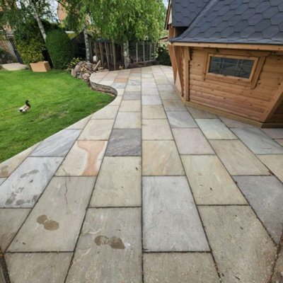 Stonewise Raj Green Riven Sandstone 600x900mm Paving Slabs,Pack of 5 ...