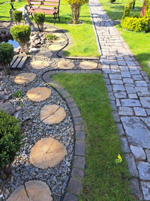 STONEWOOD TREE STUMP BROWN STEPPING STONE WITH BARK (PACK OF 20)