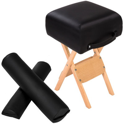 Stool & Bolster Cushion Set - foldable, padded, wood and faux leather ...