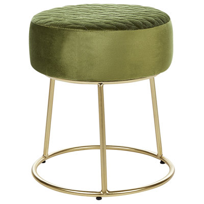 Stool DELCO Olive Green Velvet