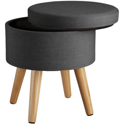 Stool Yumi with storage in linen look - dark grey | DIY at B&Q