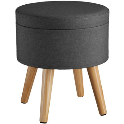 Stool Yumi with storage in linen look - dark grey | DIY at B&Q