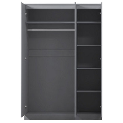 Stora 3 Door Triple Wardrobe Large High Gloss Grey