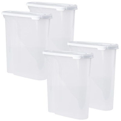 Storage 4 x Container Cereal Dry Food Pasta Dispenser Kitchen 2.5L Lid ...