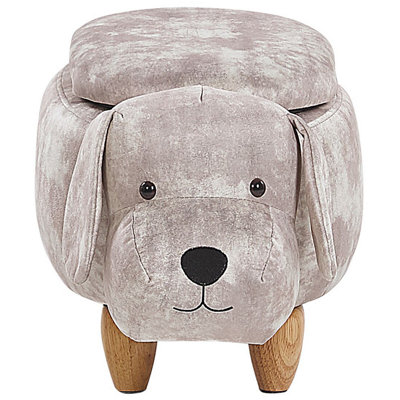 Storage Animal Stool DOGGY Velvet Beige Dog